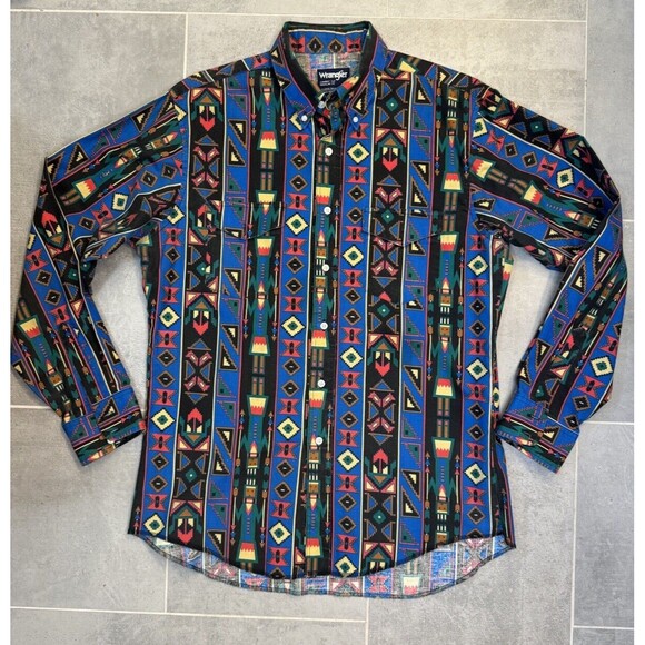 Wrangler | Shirts | Vintage Wrangler Aztec Tribal Navajo Print Cowboy ...
